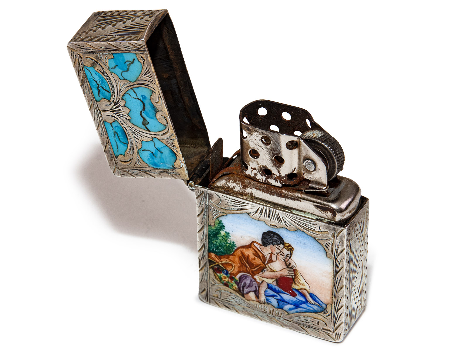 Silver & Enamel Lighter - Antiques - Schweitzer Linen