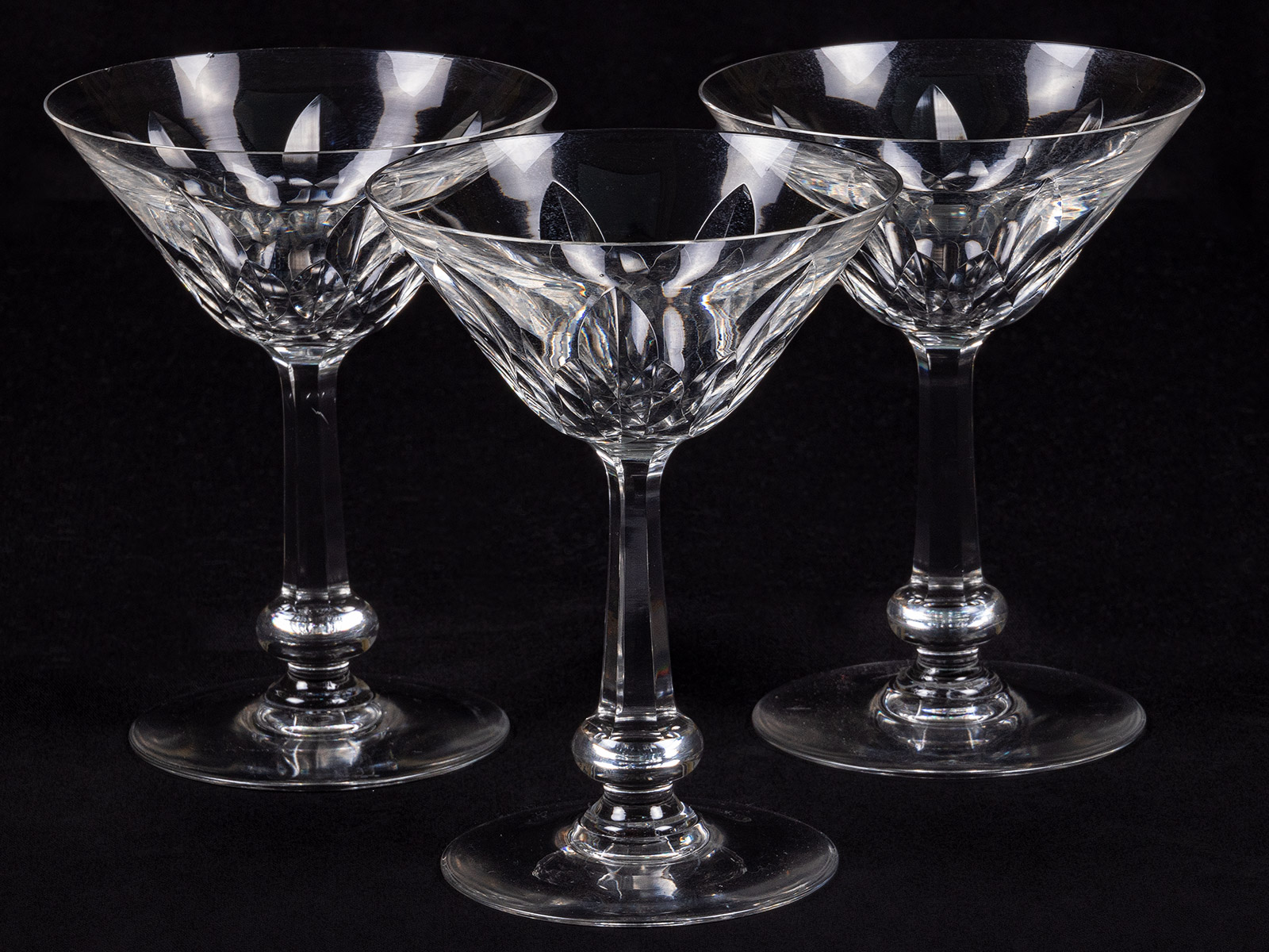 Crystal Baccarat Martini Glasses Antiques Schweitzer Linen